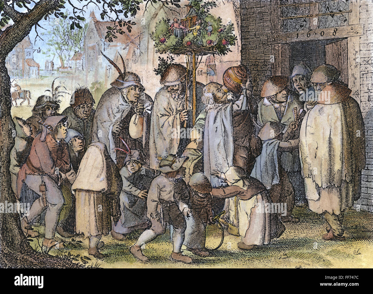 LEPERS, 1608. /nWandering lepers, announcing their approach with ...
