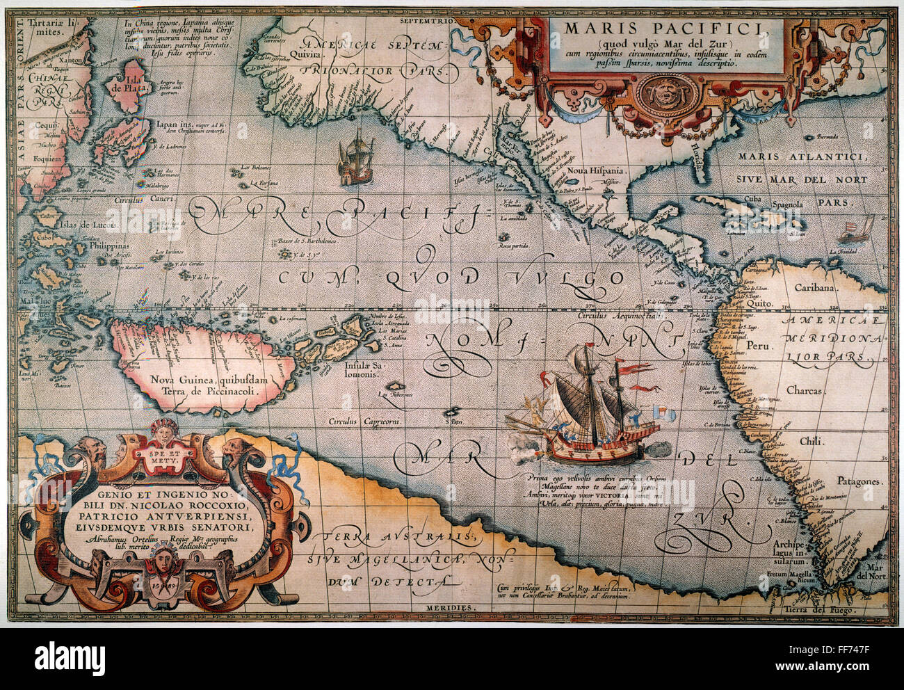 PACIFIC OCEAN MAP, 1589./nAbraham Ortelius' map of the Pacific Ocean ...