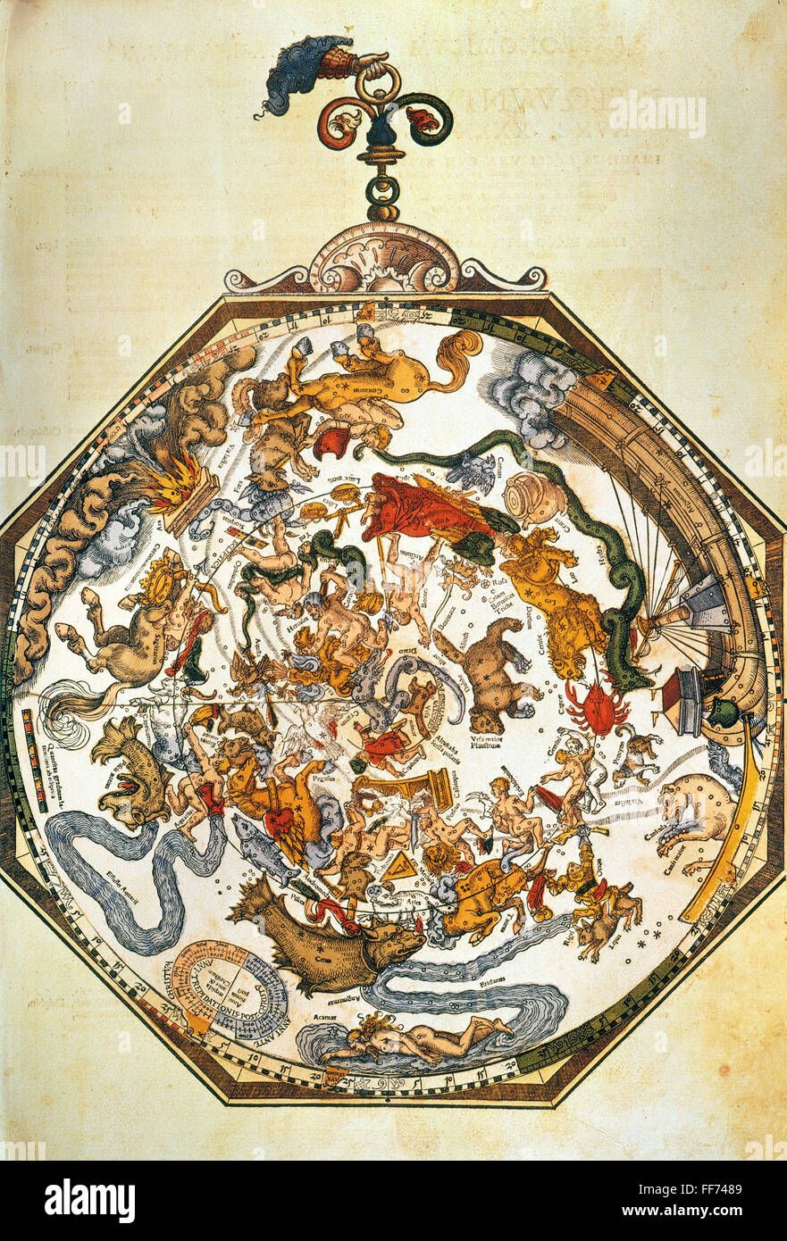APIAN'S ZODIAC, 1540. /nColor woodcut from Peter Apian's "Astronomicon ...