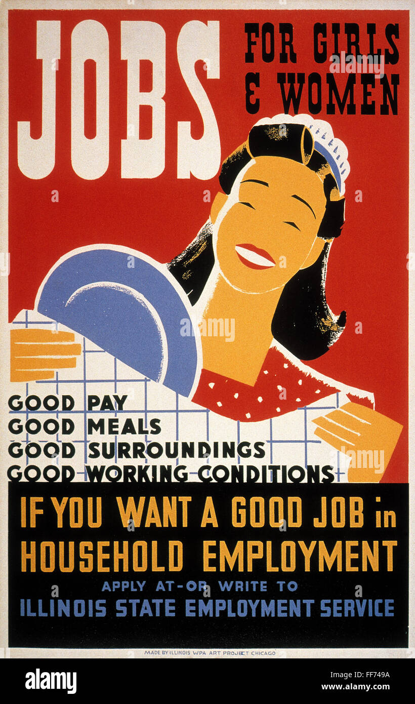 NEW DEAL: WPA POSTER. /n'Jobs for Girls and Women.' Work Progress ...