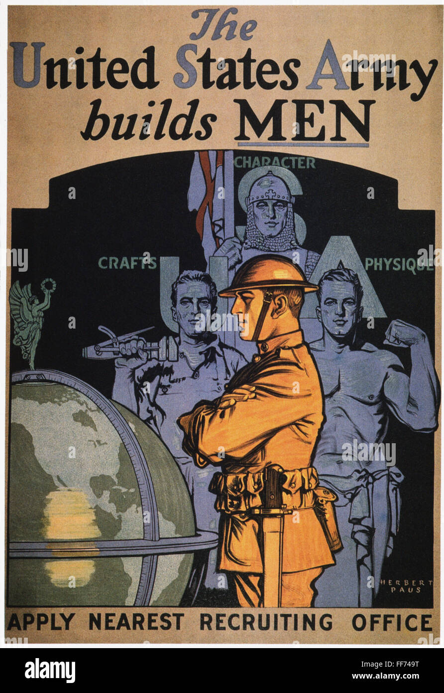 WORLD WAR I: ARMY POSTER. /n'The United States Army Builds Men ...