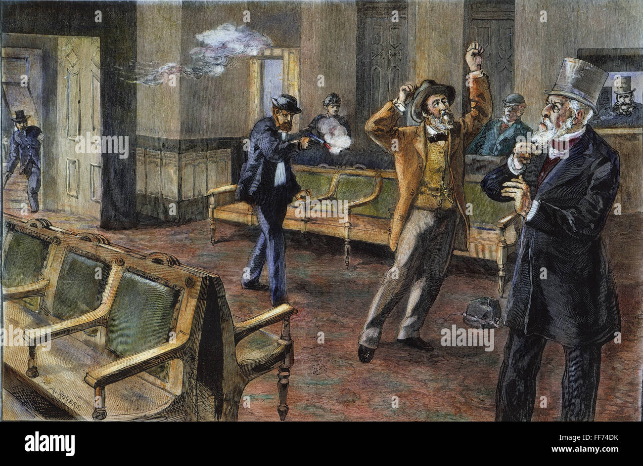 GARFIELD ASSASSINATION. /nCharles J. Guiteau shooting President James A ...