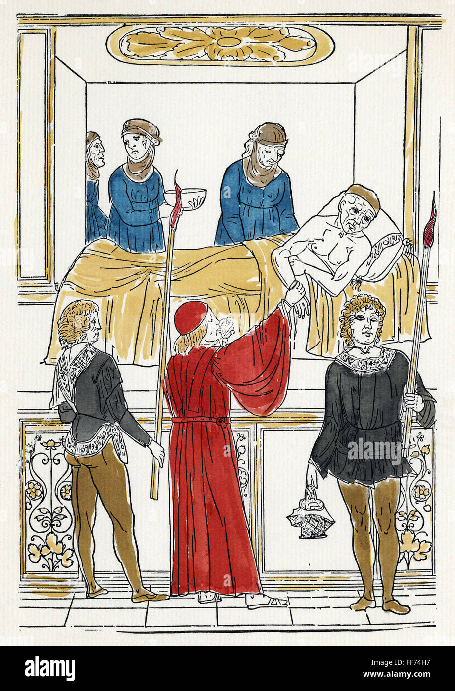 PLAGUE PATIENT, 1500. /nA visit to a plague patient; the physician ...