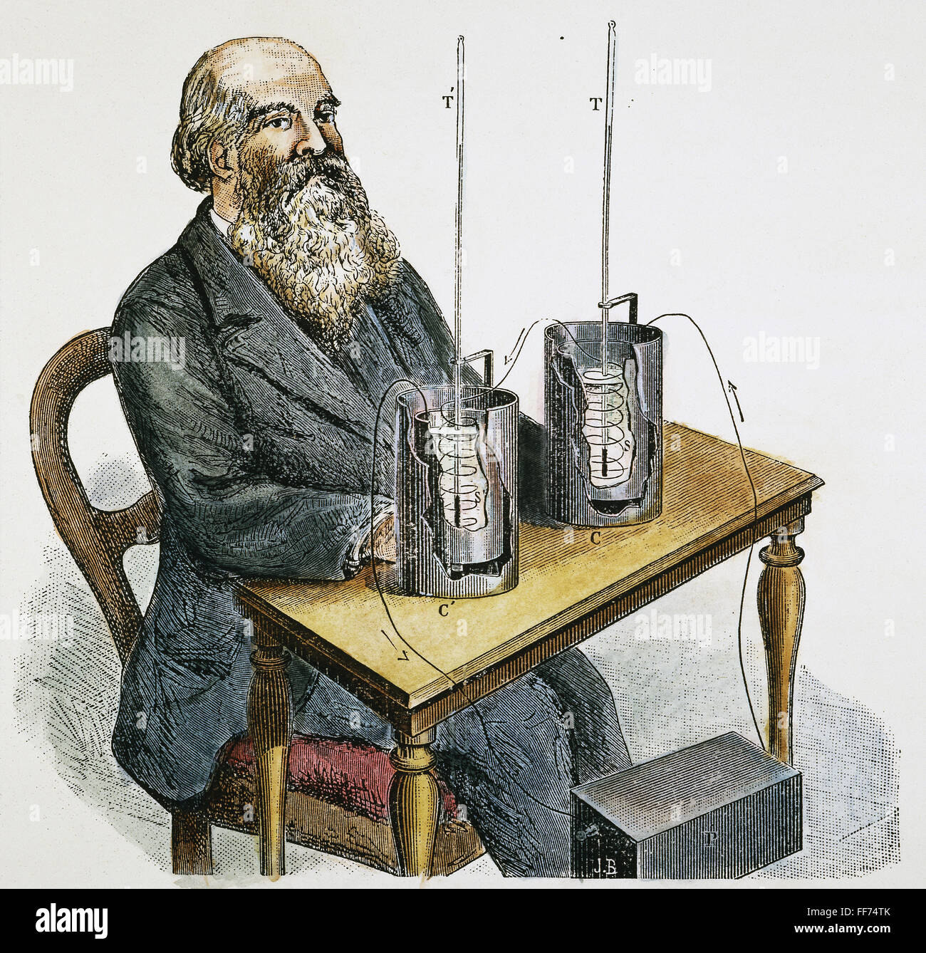 JAMES P. JOULE (1818-1889). /nJoule working on his researches into the ...