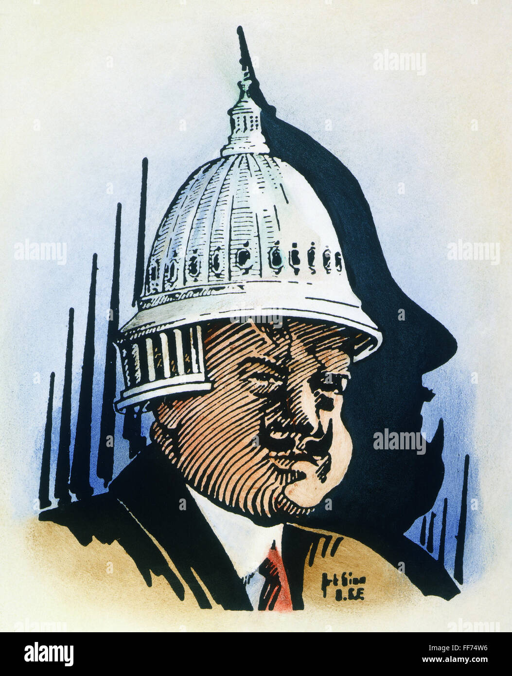HOOVER CARTOON, 1932. /nPresident Herbert Hoover caricatured in 1932 as ...
