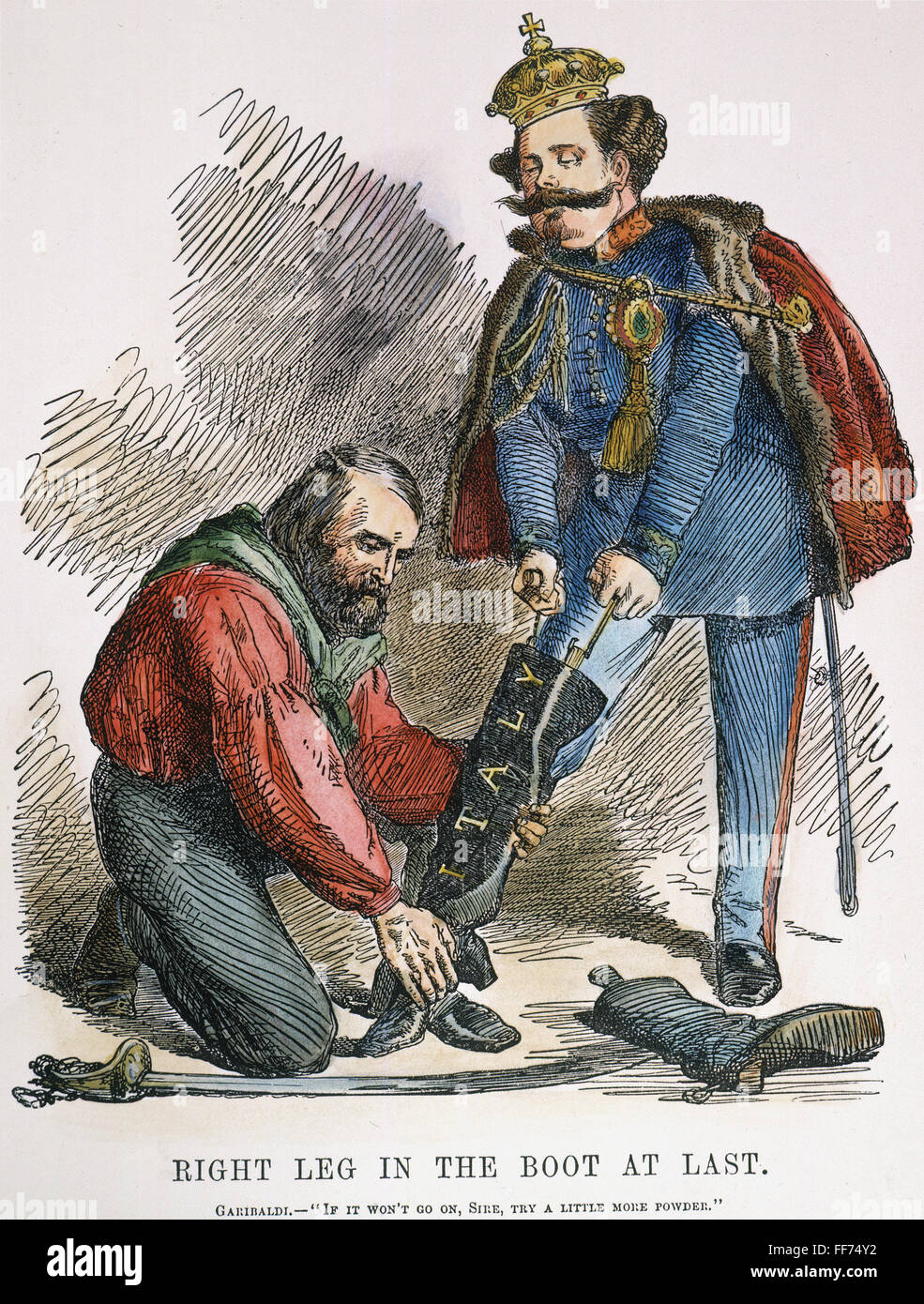 GARIBALDI/VICTOR EMMANUEL. /nAn English cartoon comment, 1860, on ...
