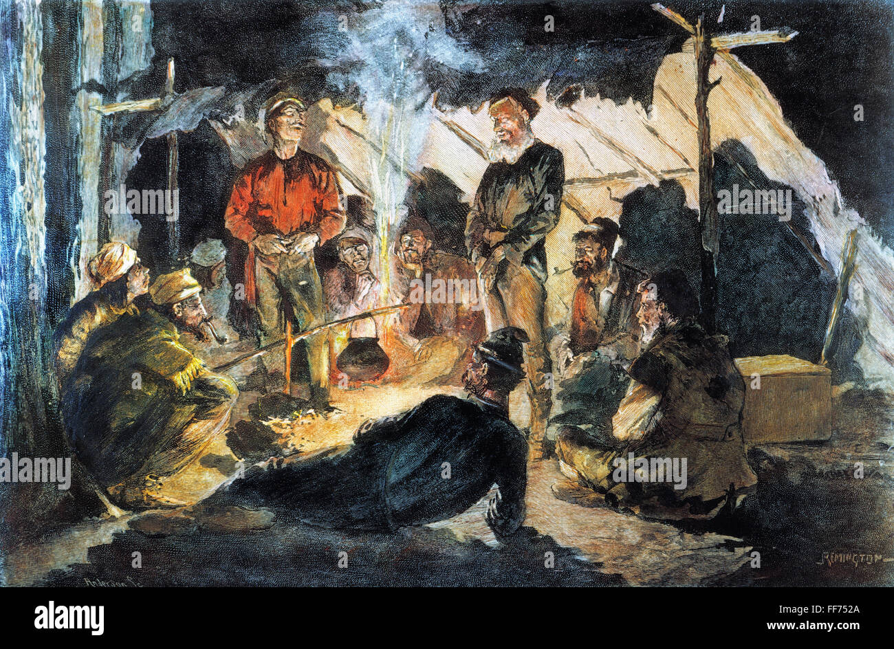FUR TRADE: VOYAGEURS. /n'Vouyageurs in Camp for the Night ...