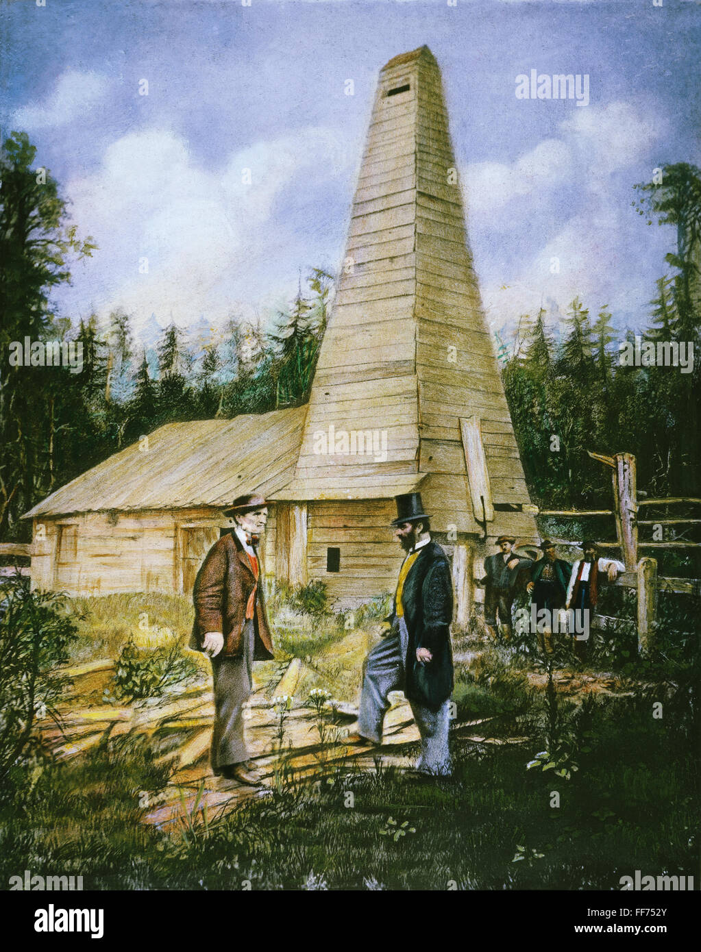 TITUSVILLE OIL WELL, 1859. /nThe first oil well drilled at Titusville ...