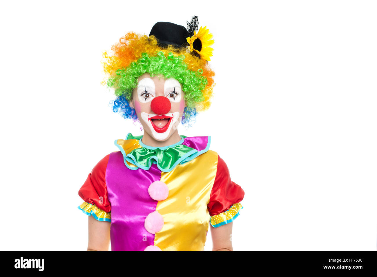 Beautiful young woman as clown - colorful portrait Stock Photo - Alamy