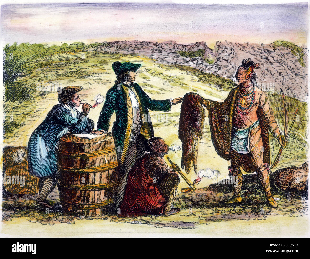 CANADA: FUR TRADERS, 1777. /nFur traders and Native Americans. Line ...