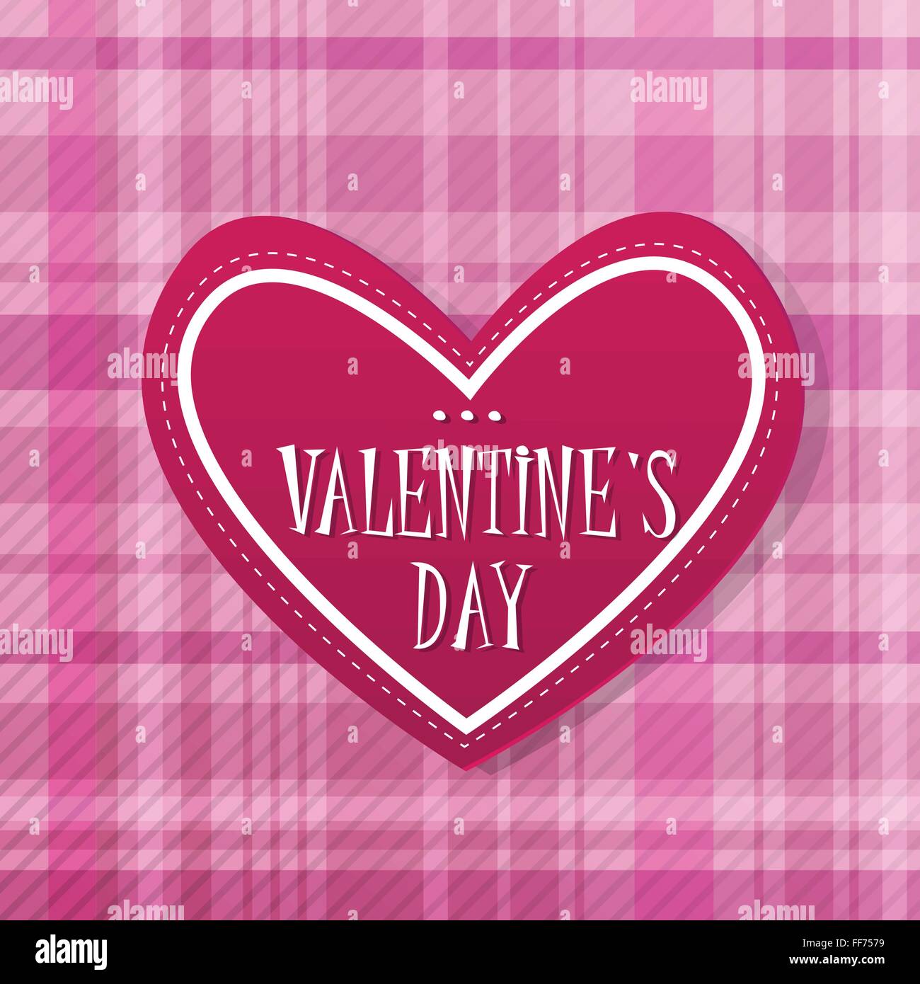 Heart Shape Pink Checkered Cloth Valentines Day Stock Vector Image ...