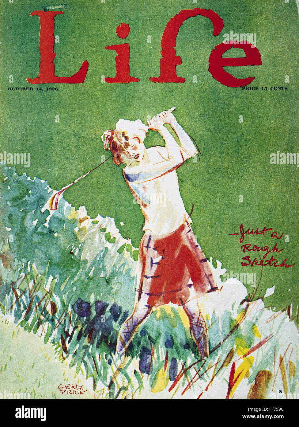 GOLFING: MAGAZINE COVER. /n'Just a Rough Sketch' golfing scene on the ...