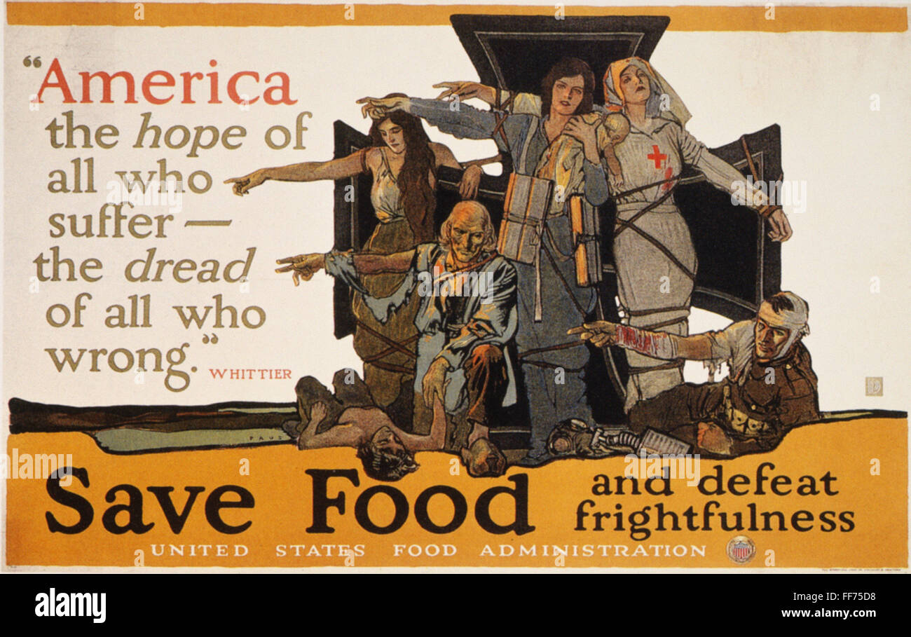WORLD WAR I: U.S. POSTER. /n'Save Food and Defeat Frightfulness.' U.S ...