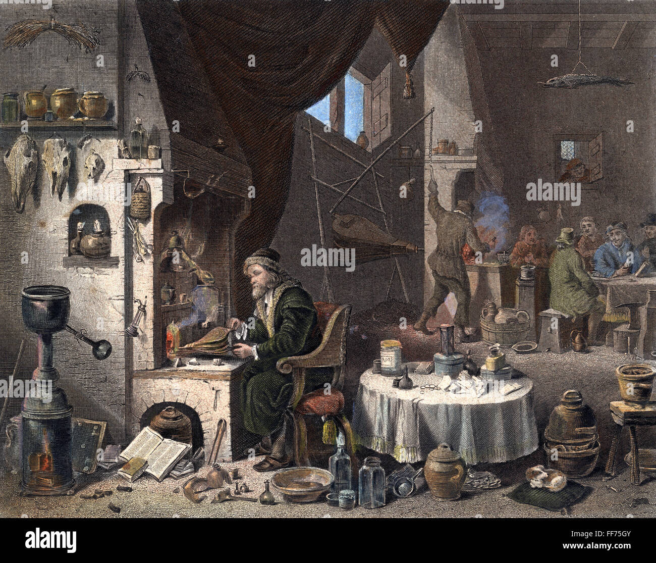 ALCHEMIST./nLine engraving after a painting by David Teniers the ...