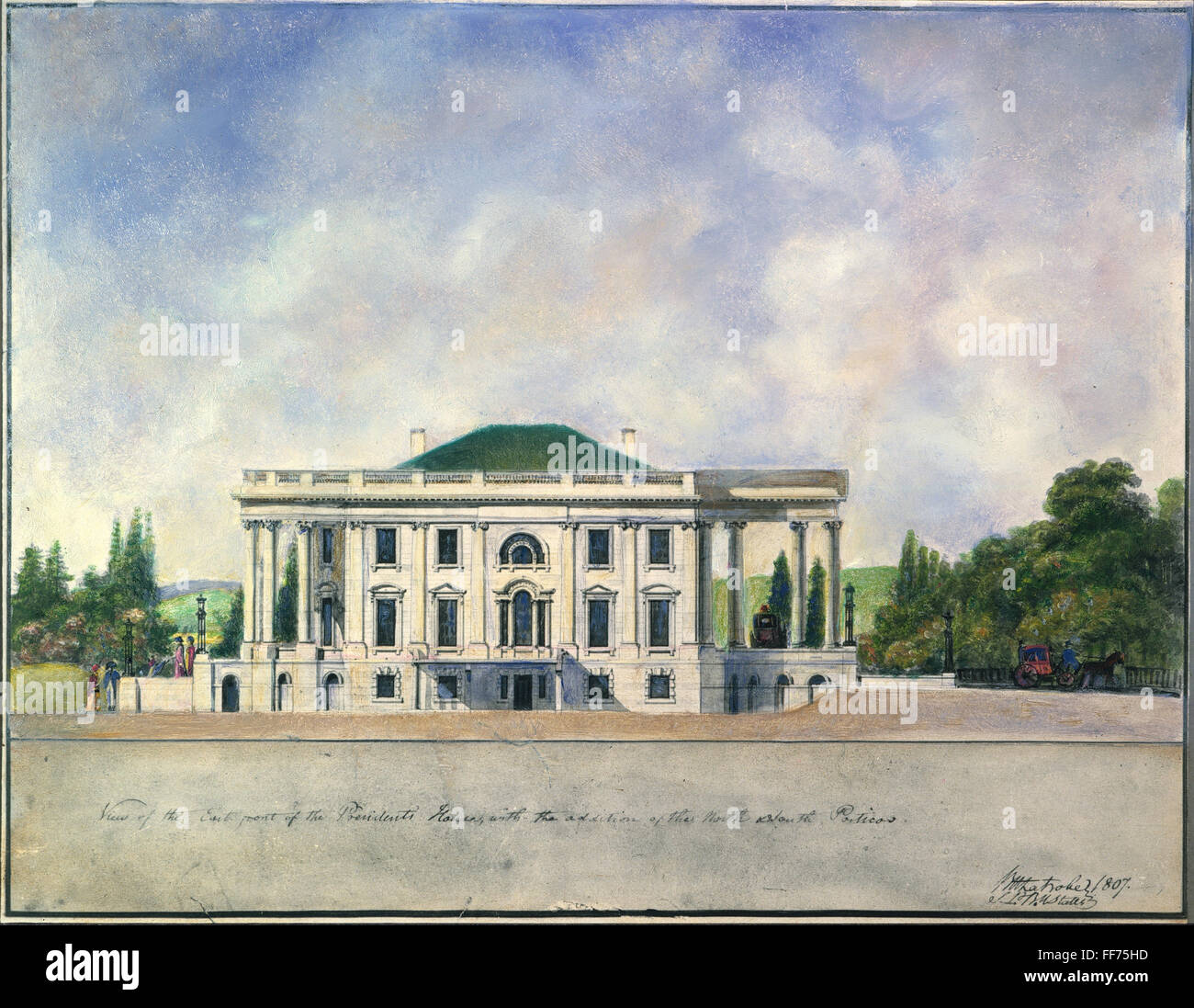 THE WHITE HOUSE, 1807. /nA view of the east front of the President's ...