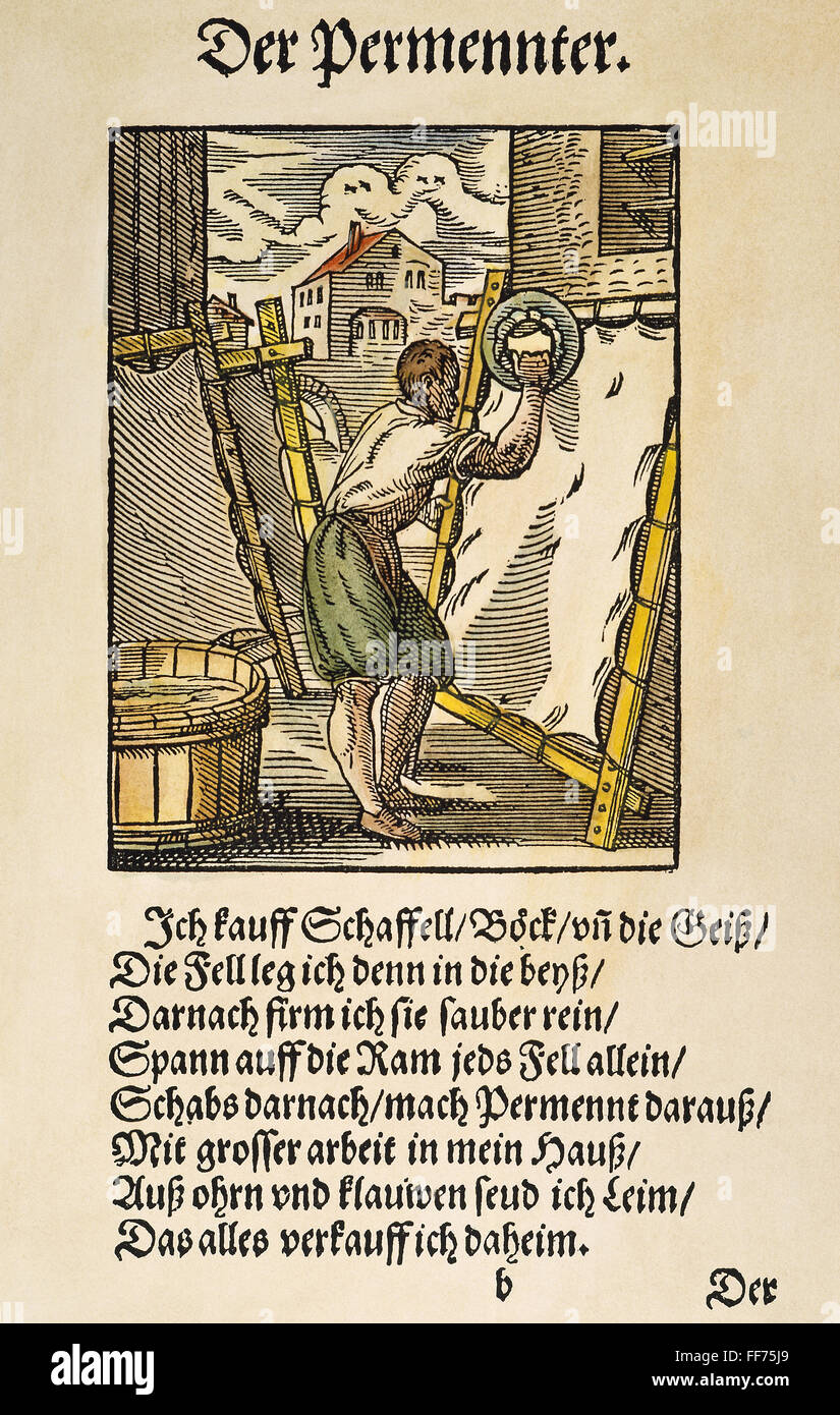 PARCHMENT MAKER, 1568. /n'The Parchment Maker places sheep and goat ...