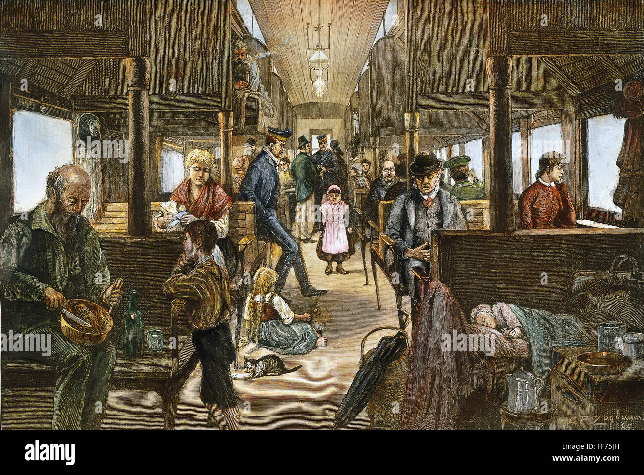 EMIGRANT COACH CAR, 1886. /n'The Modern Ship of the Plains.' The ...