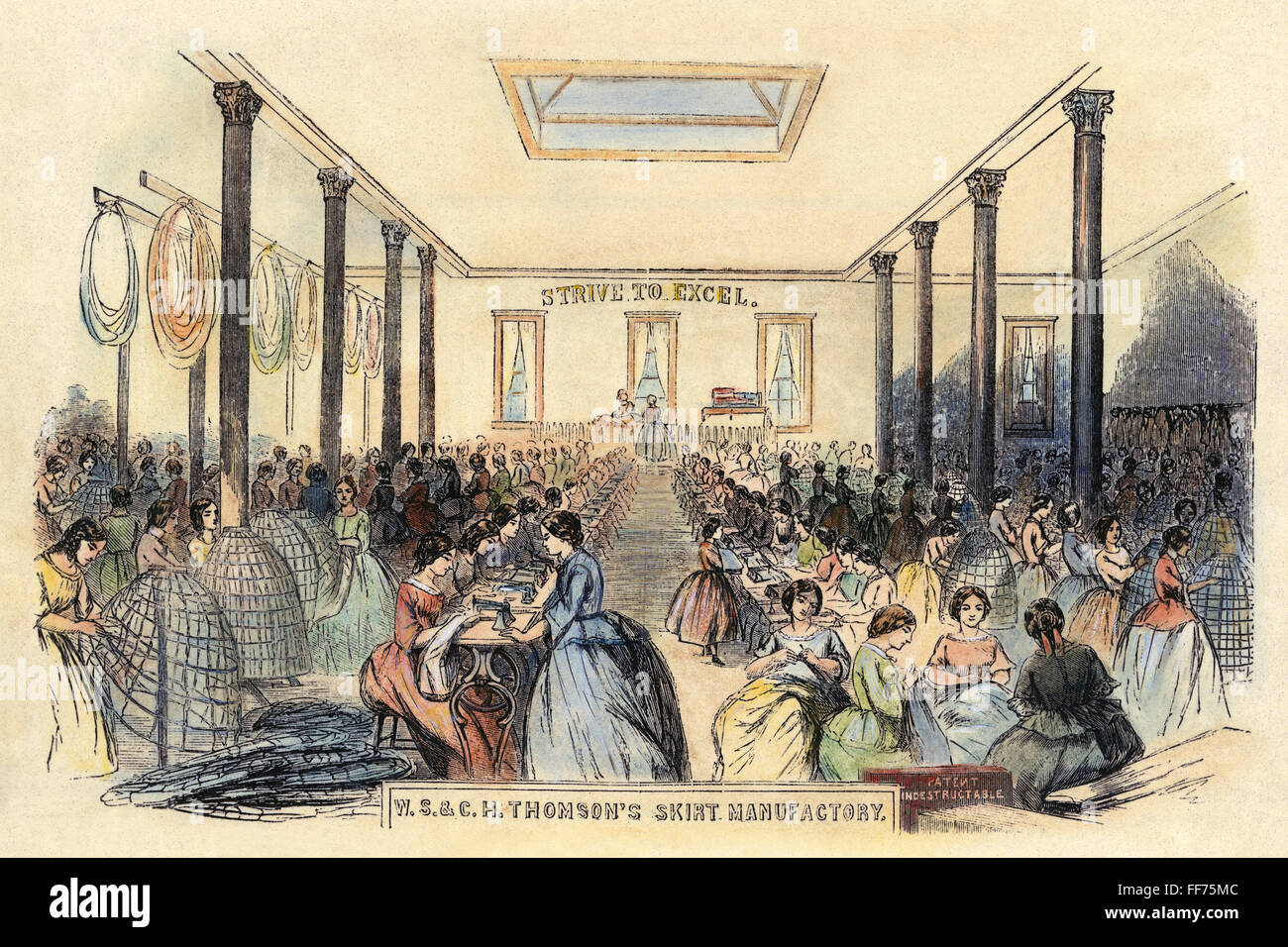 SKIRT FACTORY, 1859. /nWomen workers in Thompson's skirt factory in New ...