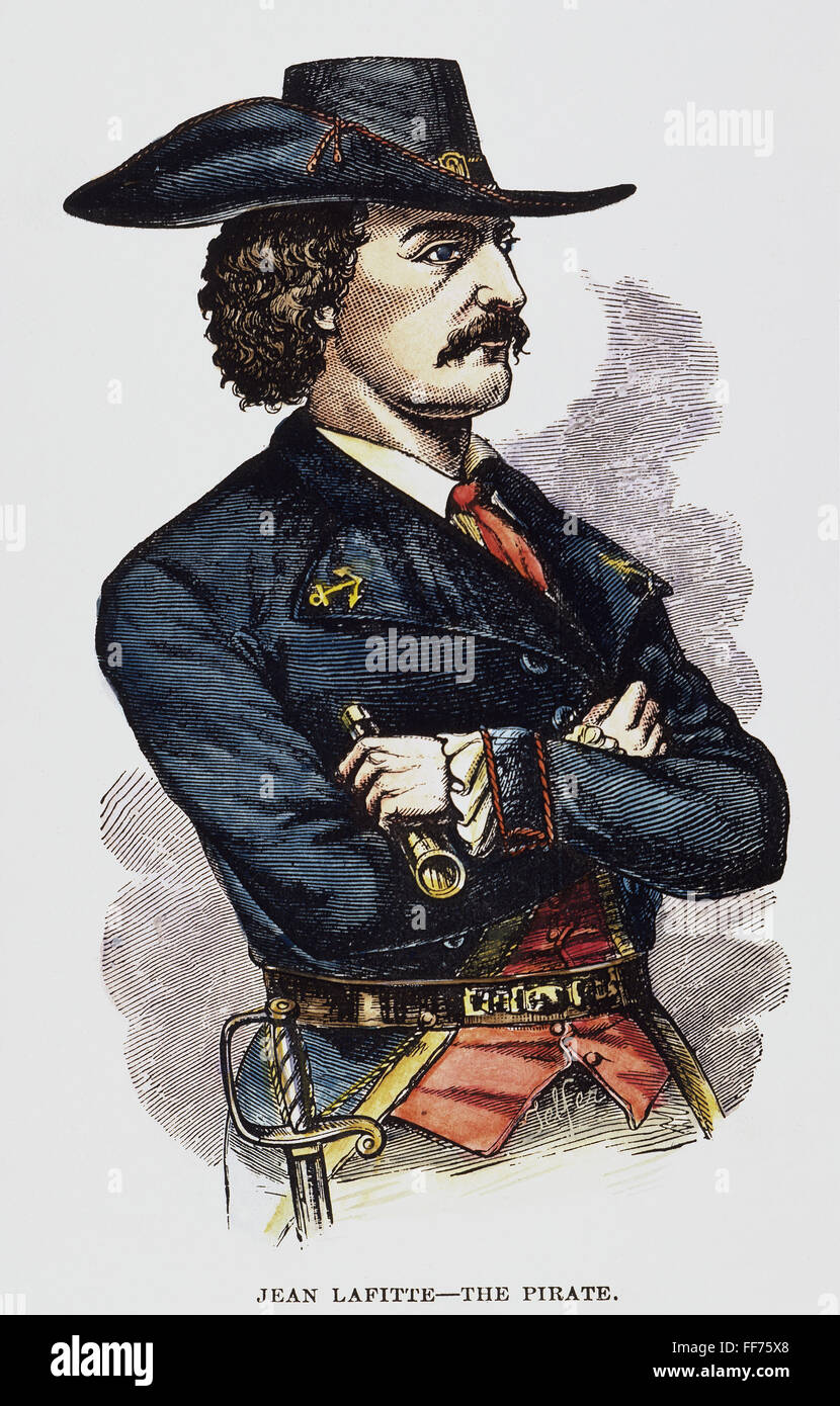 JEAN LAFITTE (c1780-c1826). /nFrench pirate. Color engraving, 19th ...