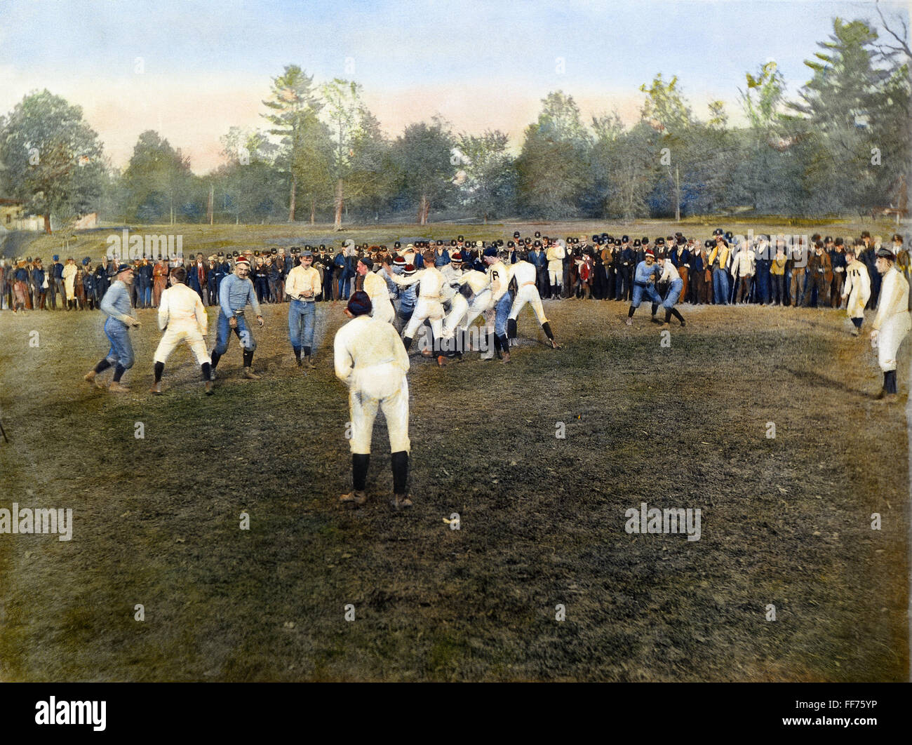COLLEGE FOOTBAL GAME, 1889. /nA football game between Cornell and ...