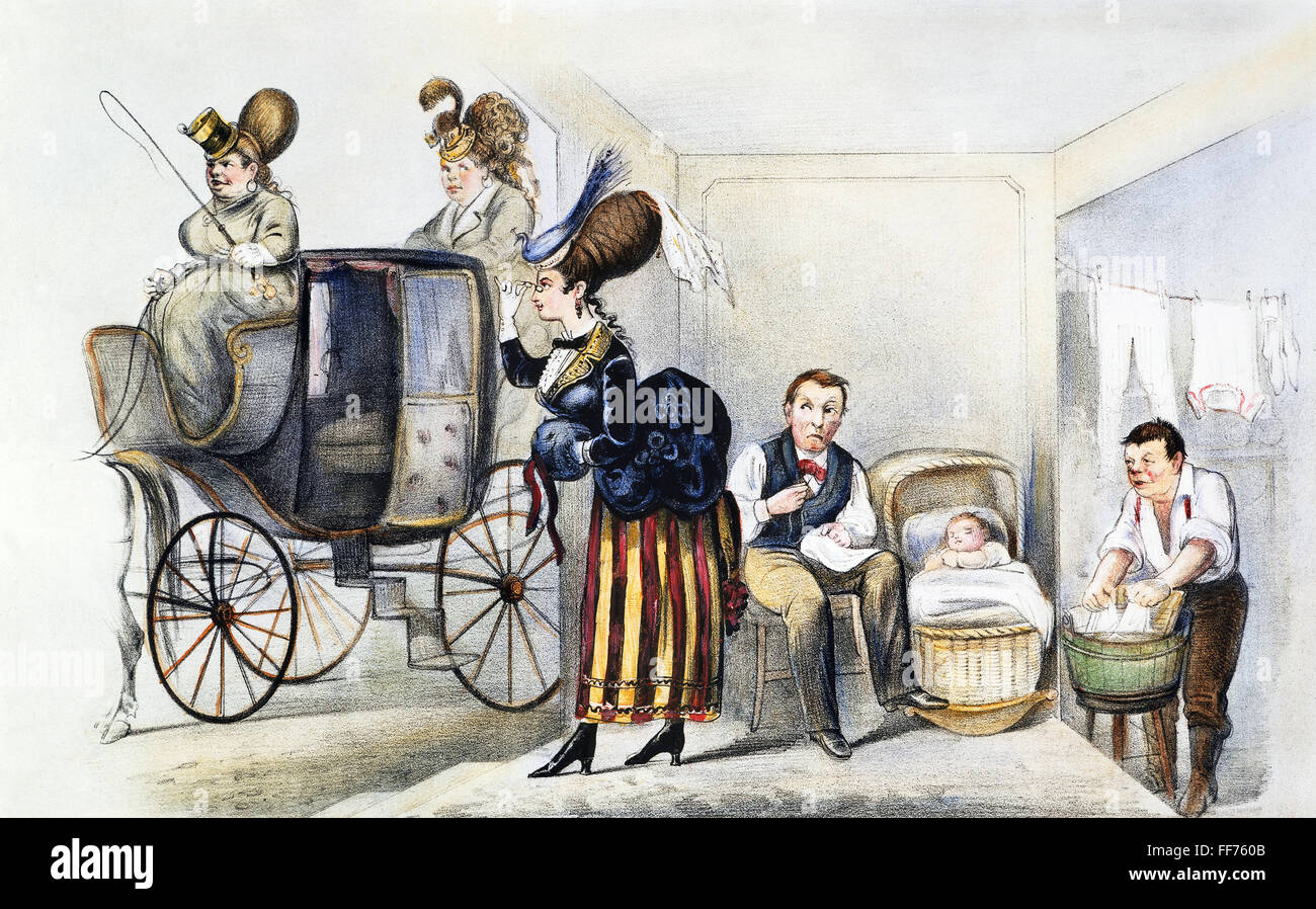 WOMEN'S RIGHTS CARTOON. /n'The Age of Iron.' Lithograph cartoon satire ...