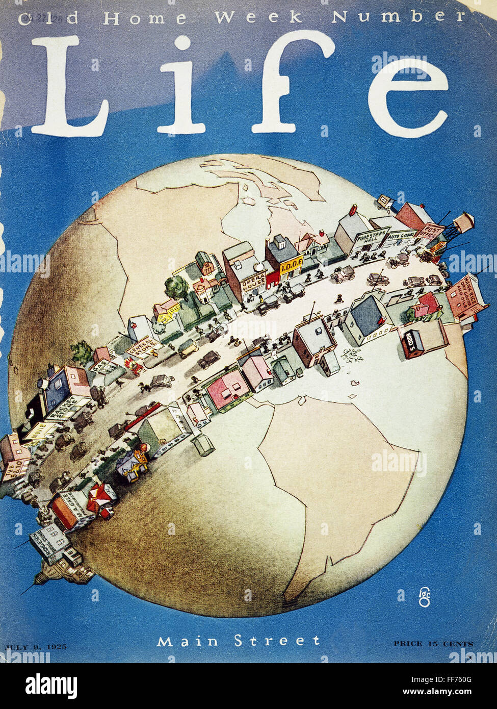 MAIN STREET COVER, 1925. /n'Main Street,' 'Life' magazine cover, 1925 ...
