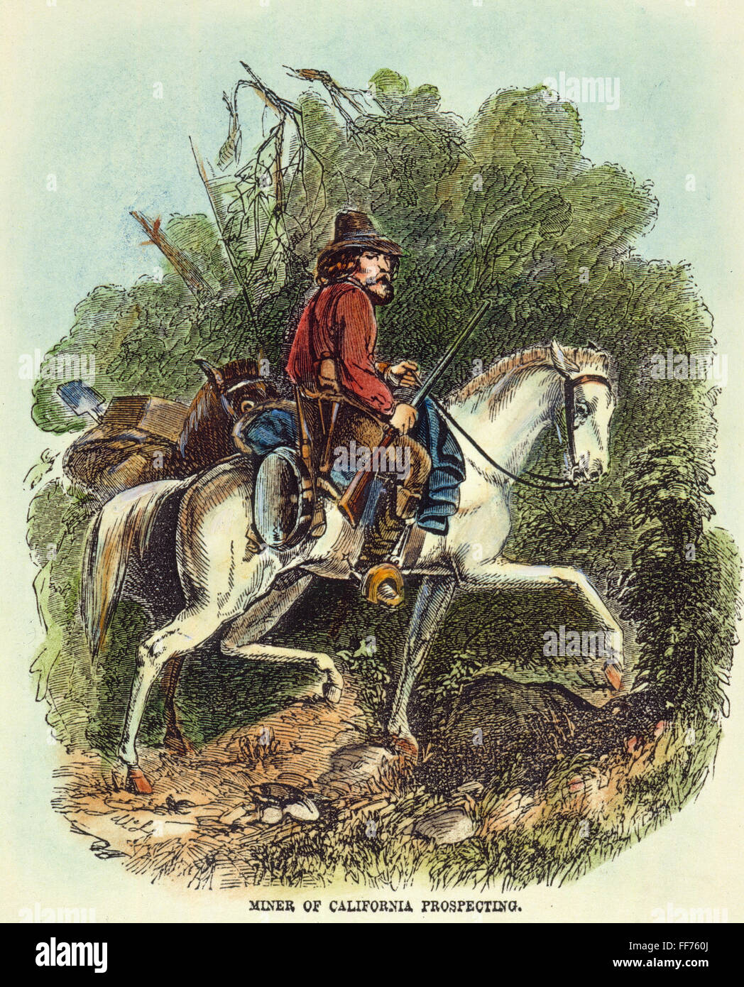 GOLD RUSH: CALIFORNIA. /nA 'Forty-Niner.' Wood engraving, American ...