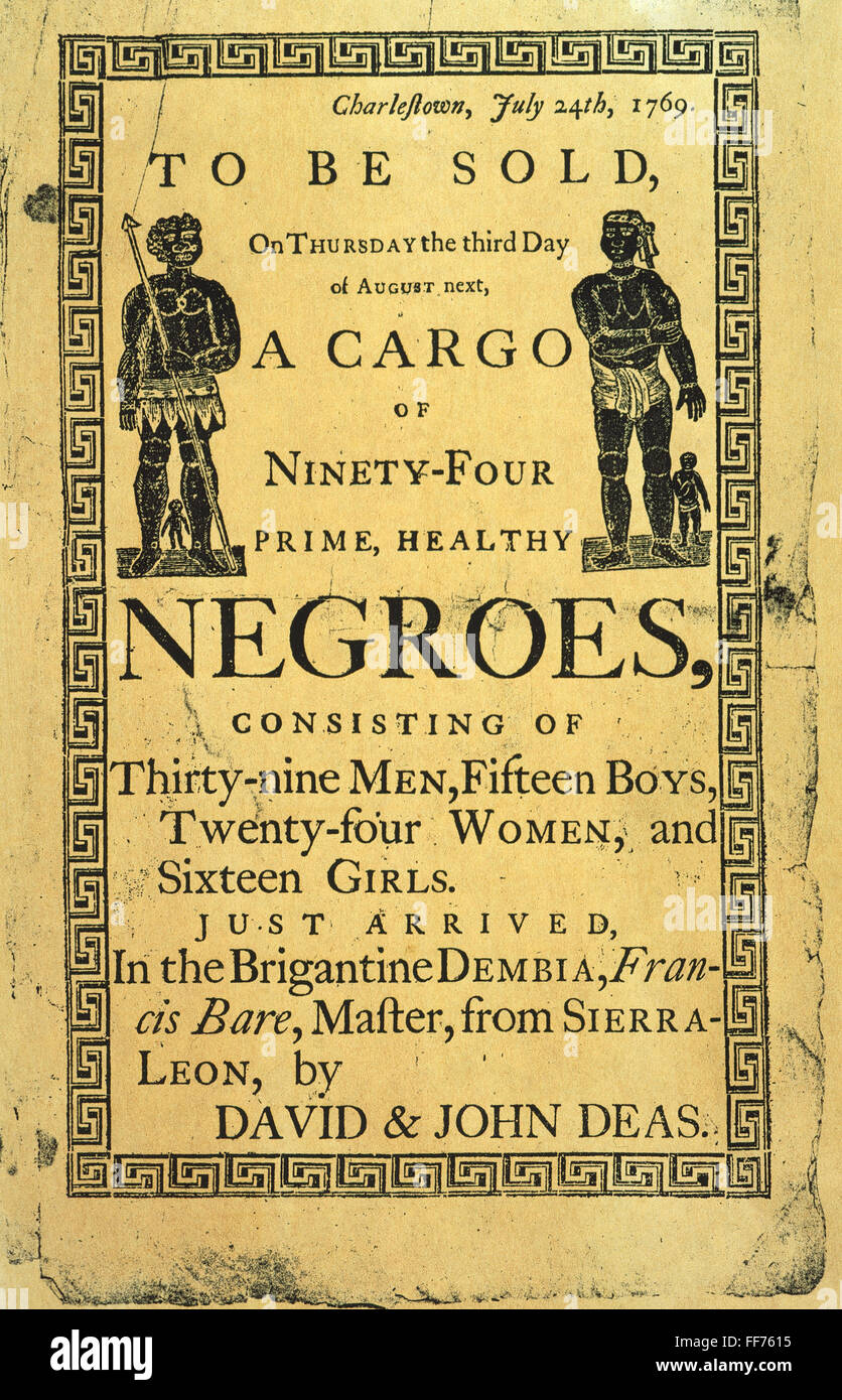 Slavery Broadside 1769 Nbroadside Published By A Slave Dealer At Charlestown South