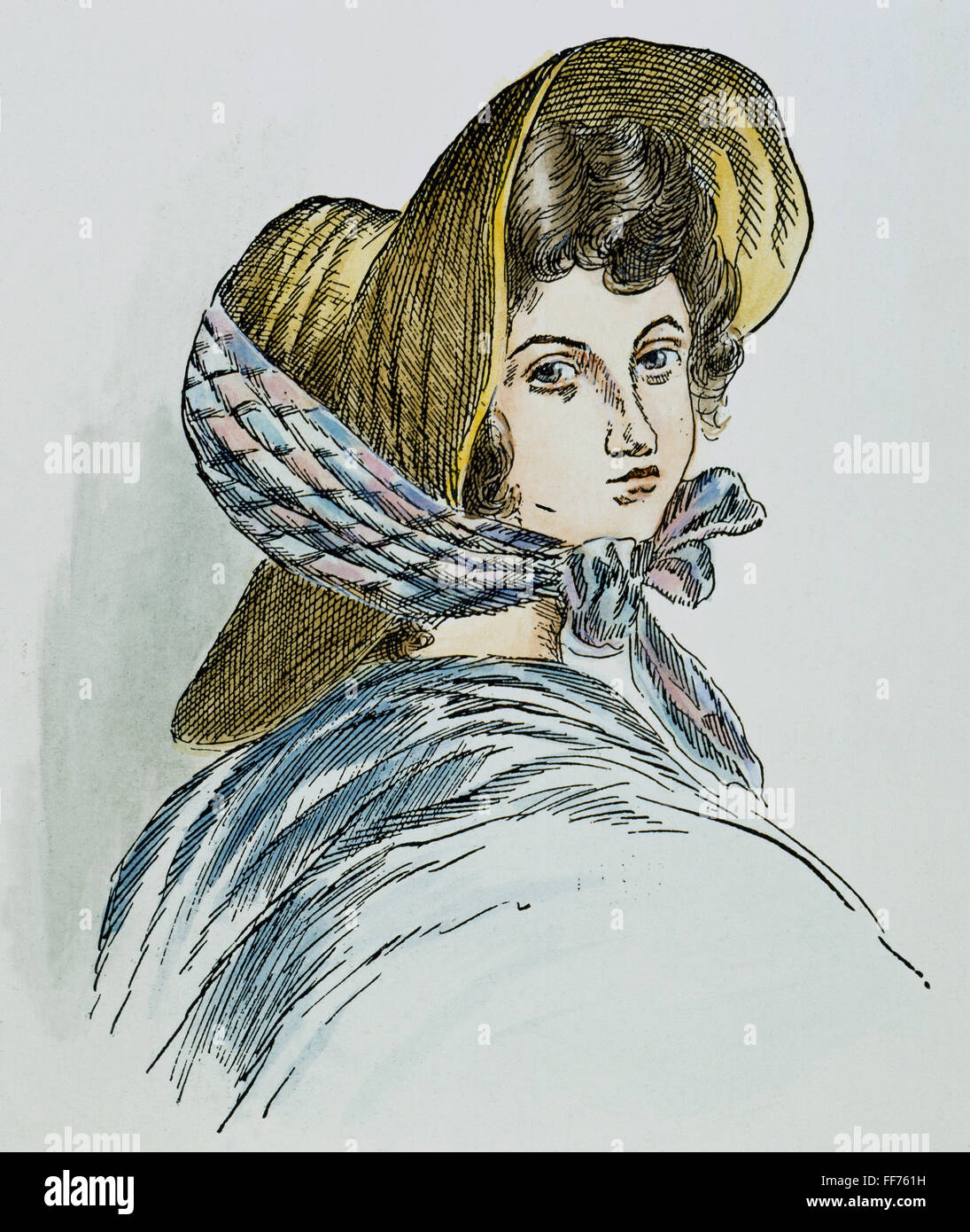 EMILY JANE BRONTE (1818-1848). /nEnglish author: after a drawing by her ...