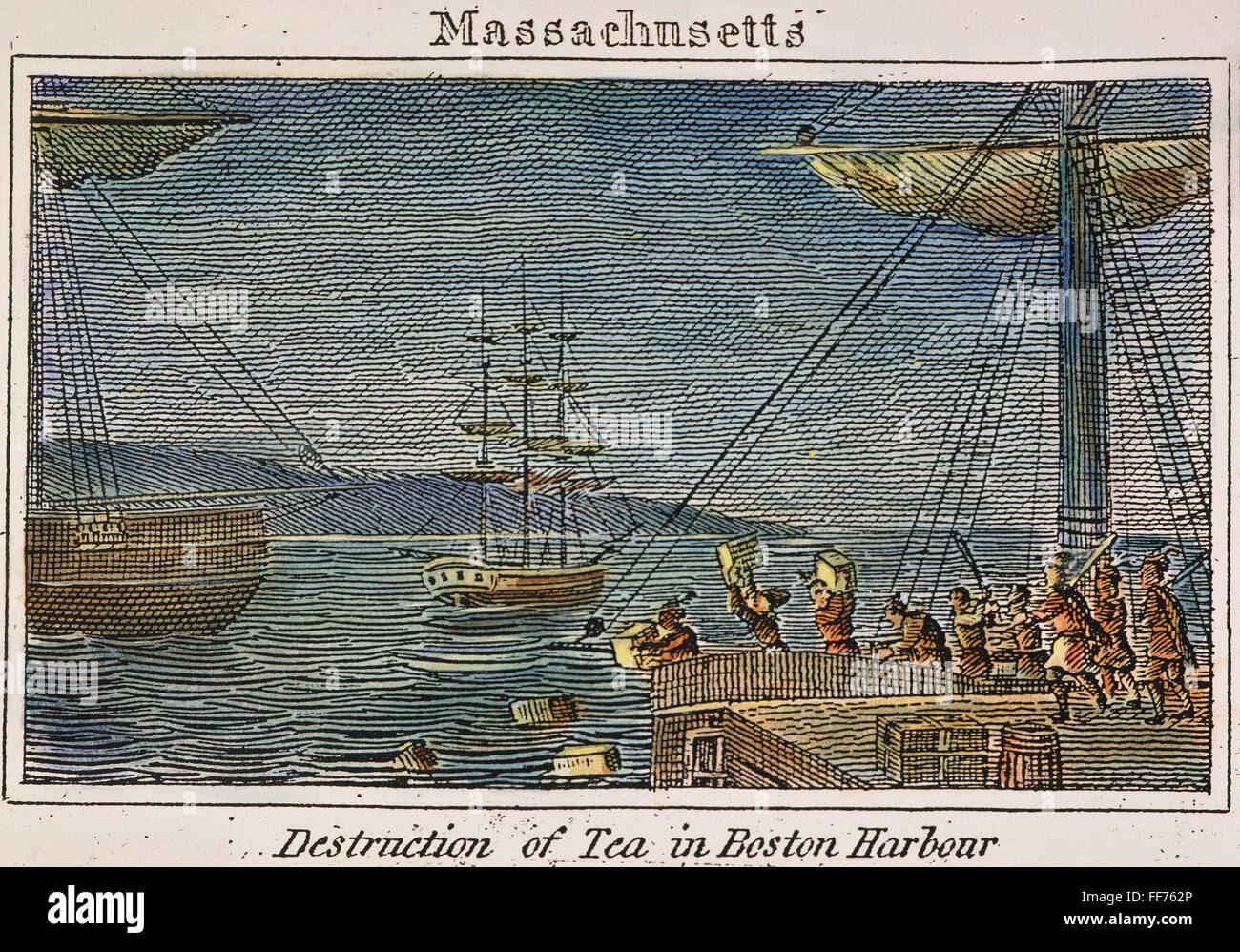 THE BOSTON TEA PARTY, 1773. /n16 December 1773. American colored ...