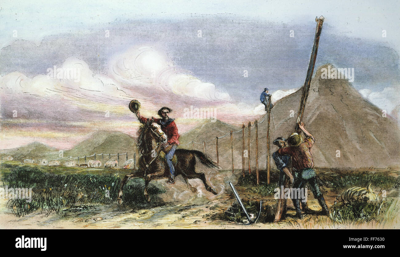 PONY EXPRESS, 1867. /nThe Overland Pony Express. Color engraving Stock ...