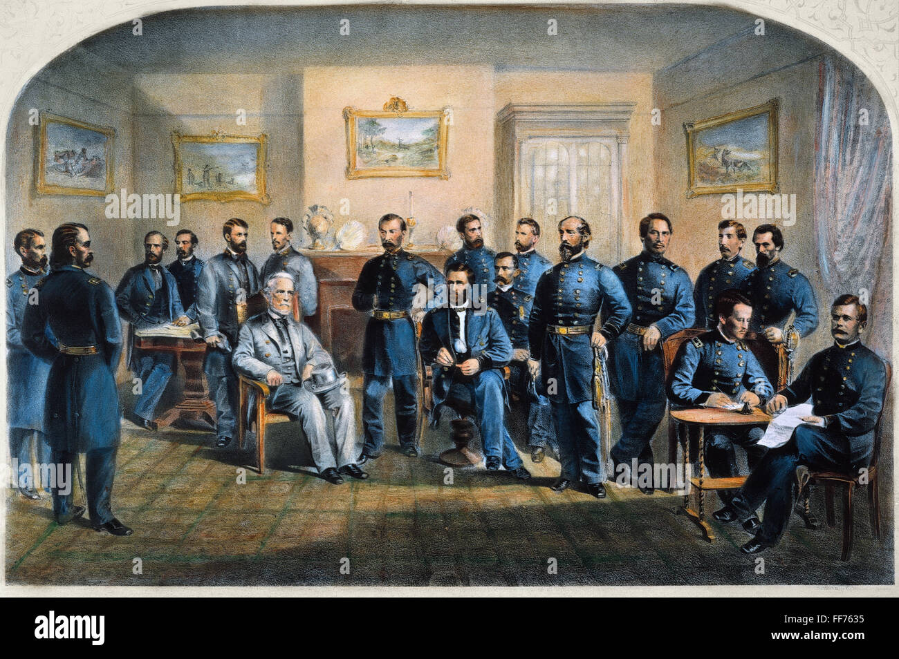 LEE'S SURRENDER, 1865. /nThe surrender of General Lee to General Grant ...