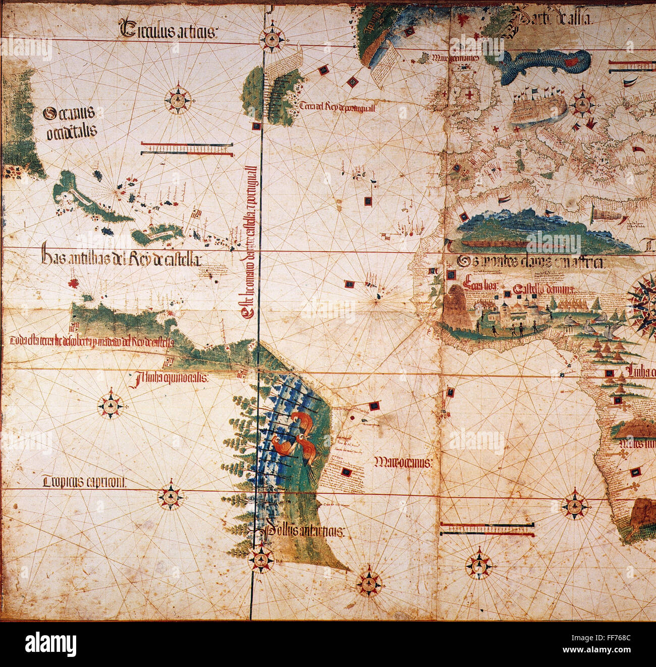 CANTINO WORLD MAP, 1502. /nWestern half of the Cantino map of the world ...