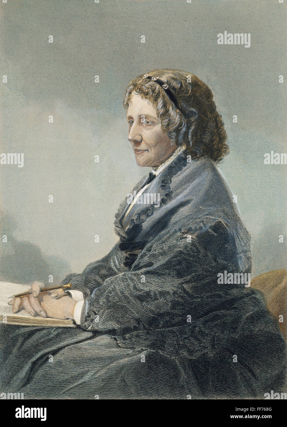 HARRIET BEECHER STOWE /n(1811-1896). American author and abolitionist. Color engraving, 1872 ...