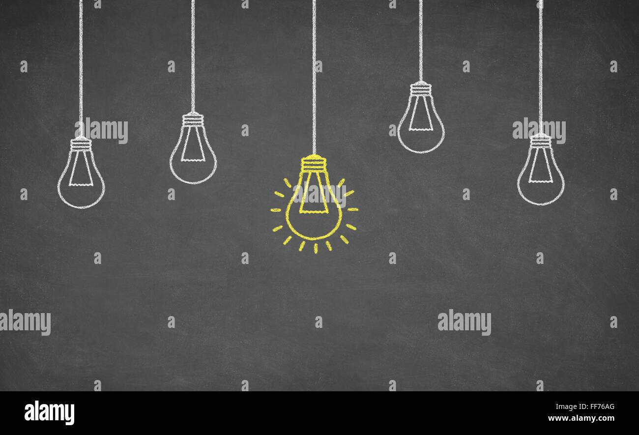 Idea Light Bulb on Blackboard Stock Photo - Alamy