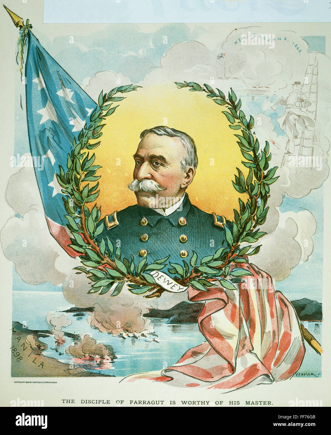 GEORGE DEWEY, 1898. /nCommodore George Dewey as the hero of the hour ...