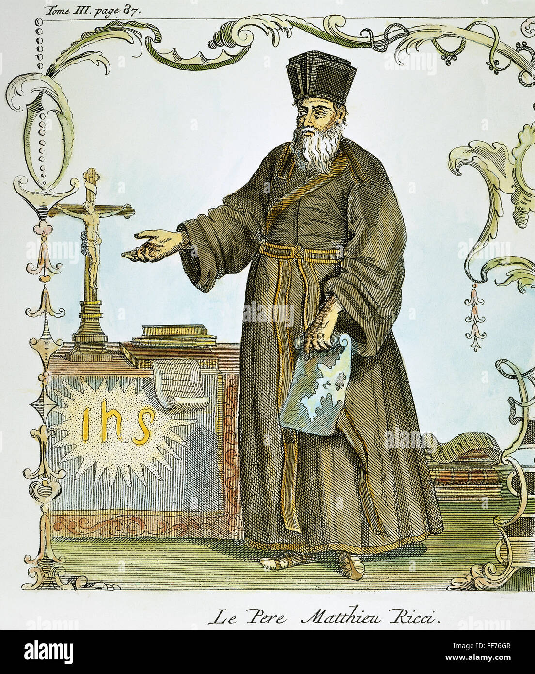 MATTEO RICCI (1552-1610). /nItalian missionary. Copper engraving, 1736 ...