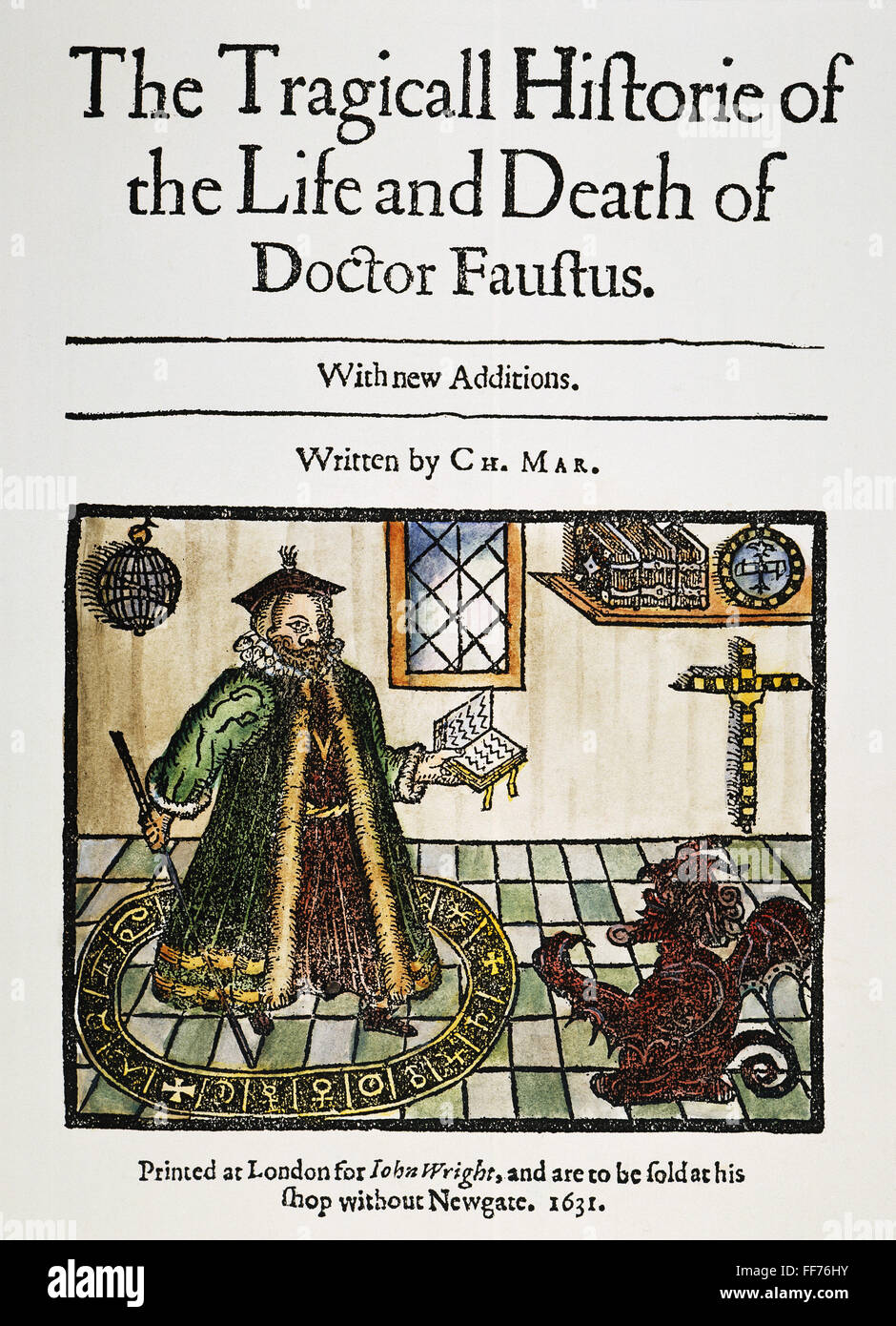 MARLOWE'S DOCTOR FAUSTUS. /nWoodcut title page to the 1631 edition of ...