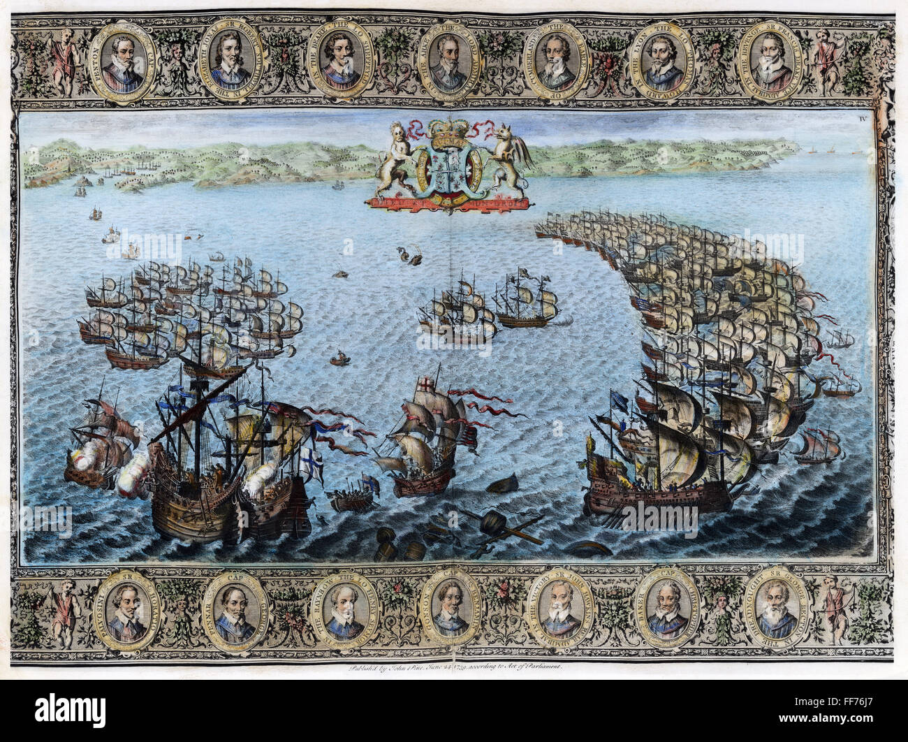SPANISH ARMADA, 1588. /n'DeValdez's Galleon springs her foremast and is ...