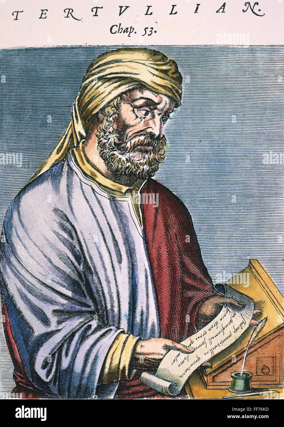 TERTULLIAN (160?-230? A.D.). /nLatin ecclesiastical writer. Color ...