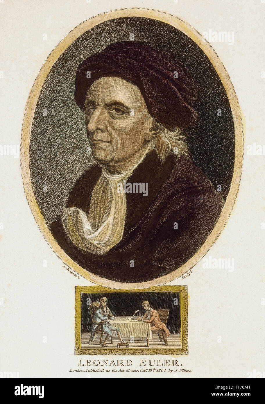 LEONHARD EULER (1707-1783). /nSwiss mathematician. Aquatint engraving ...
