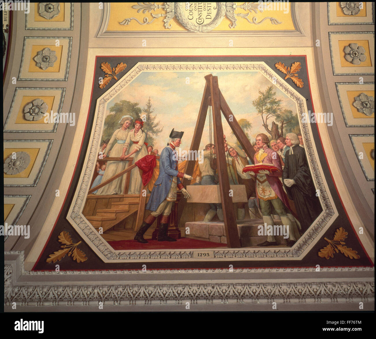 GEORGE WASHINGTON /n(1732-1799). President George Washington laying the ...