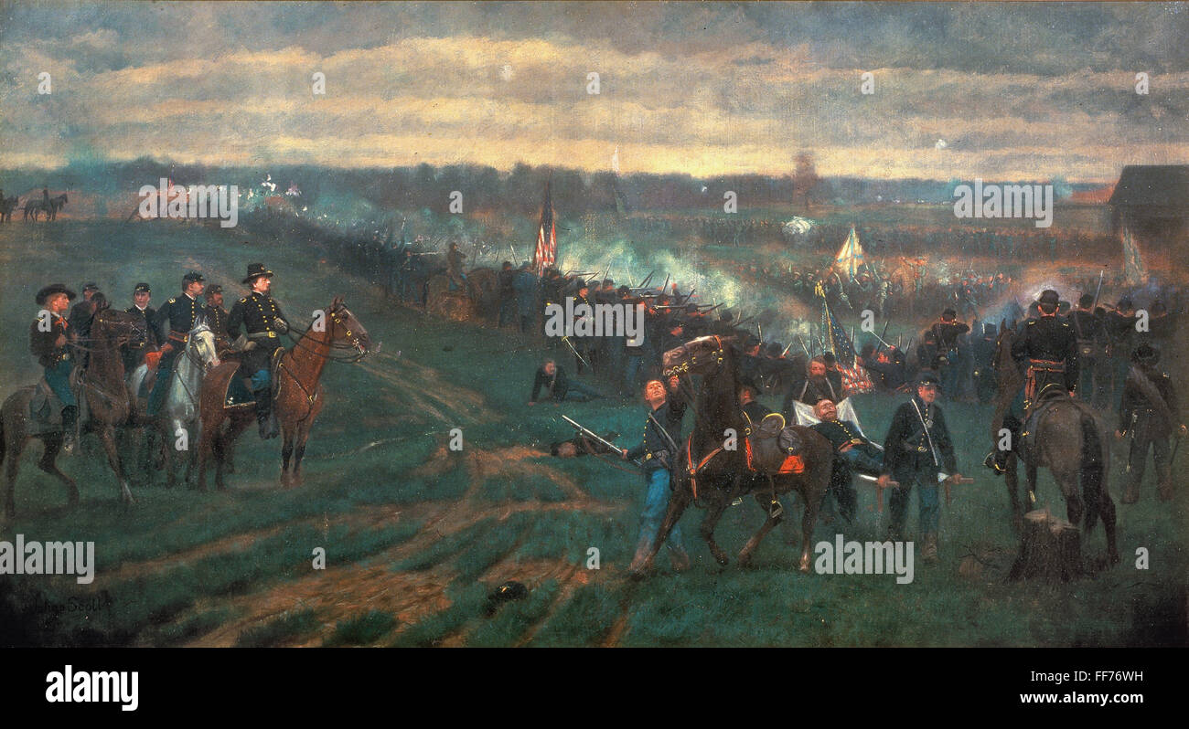 BATTLE OF WILLIAMSBURG. /nMajor General Winfield Scott Hancock at the Battle of Williamsburg ...