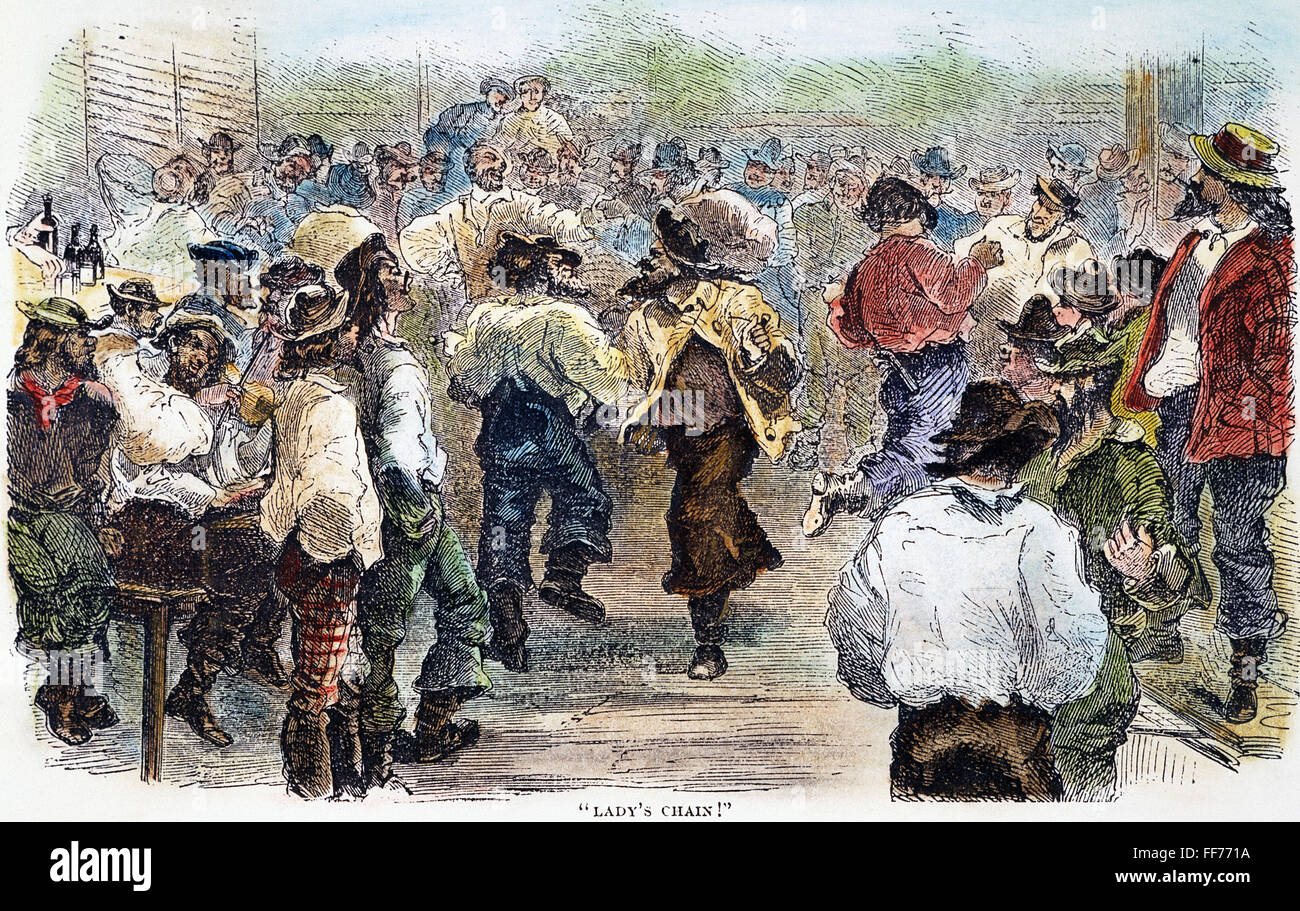 CALIFORNIA MINERS DANCING. /nCalifornia miners dancing together in the ...