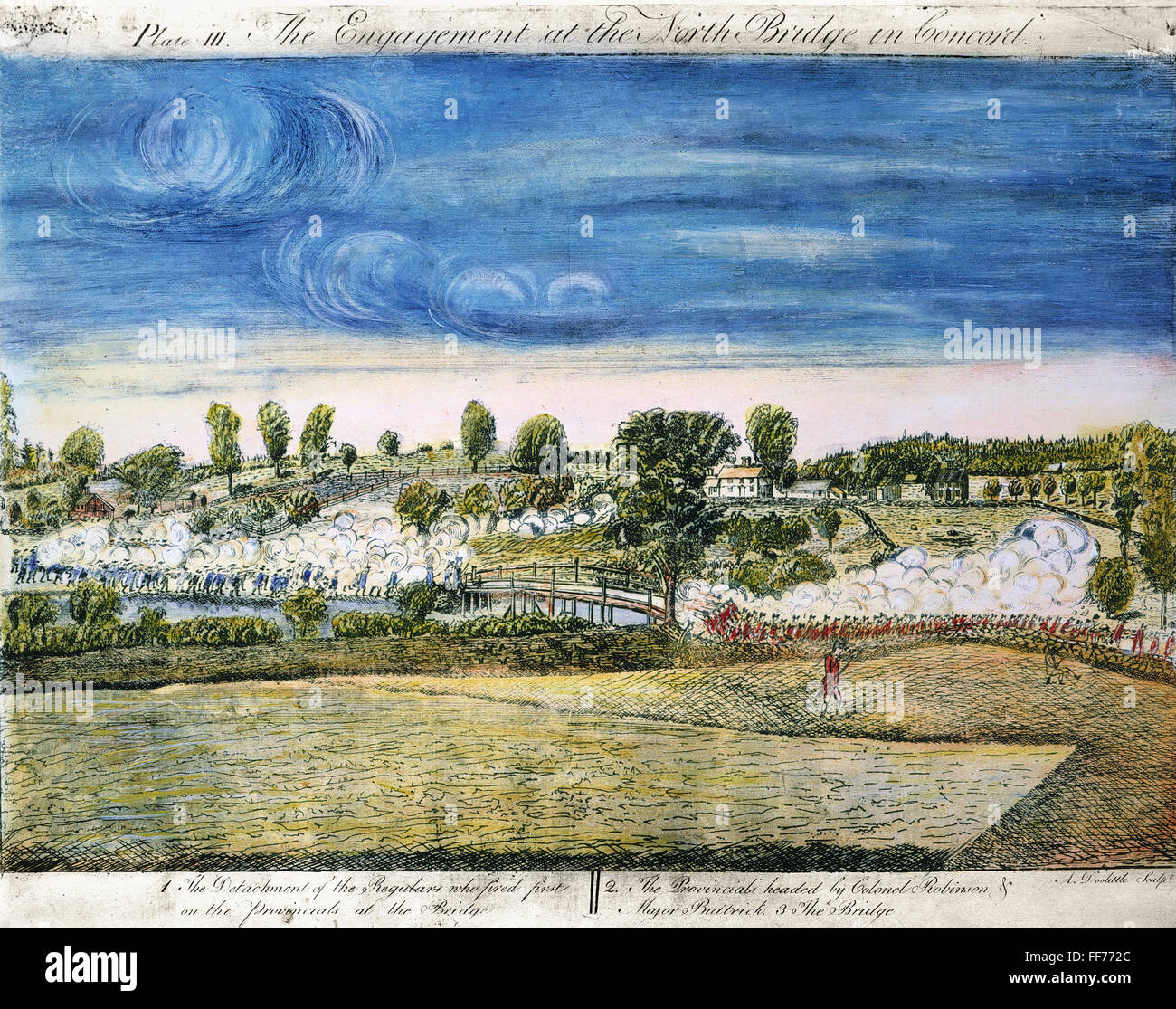 BATTLE OF CONCORD, 1775. /nThe engagement at the North Bridge, 19 April ...