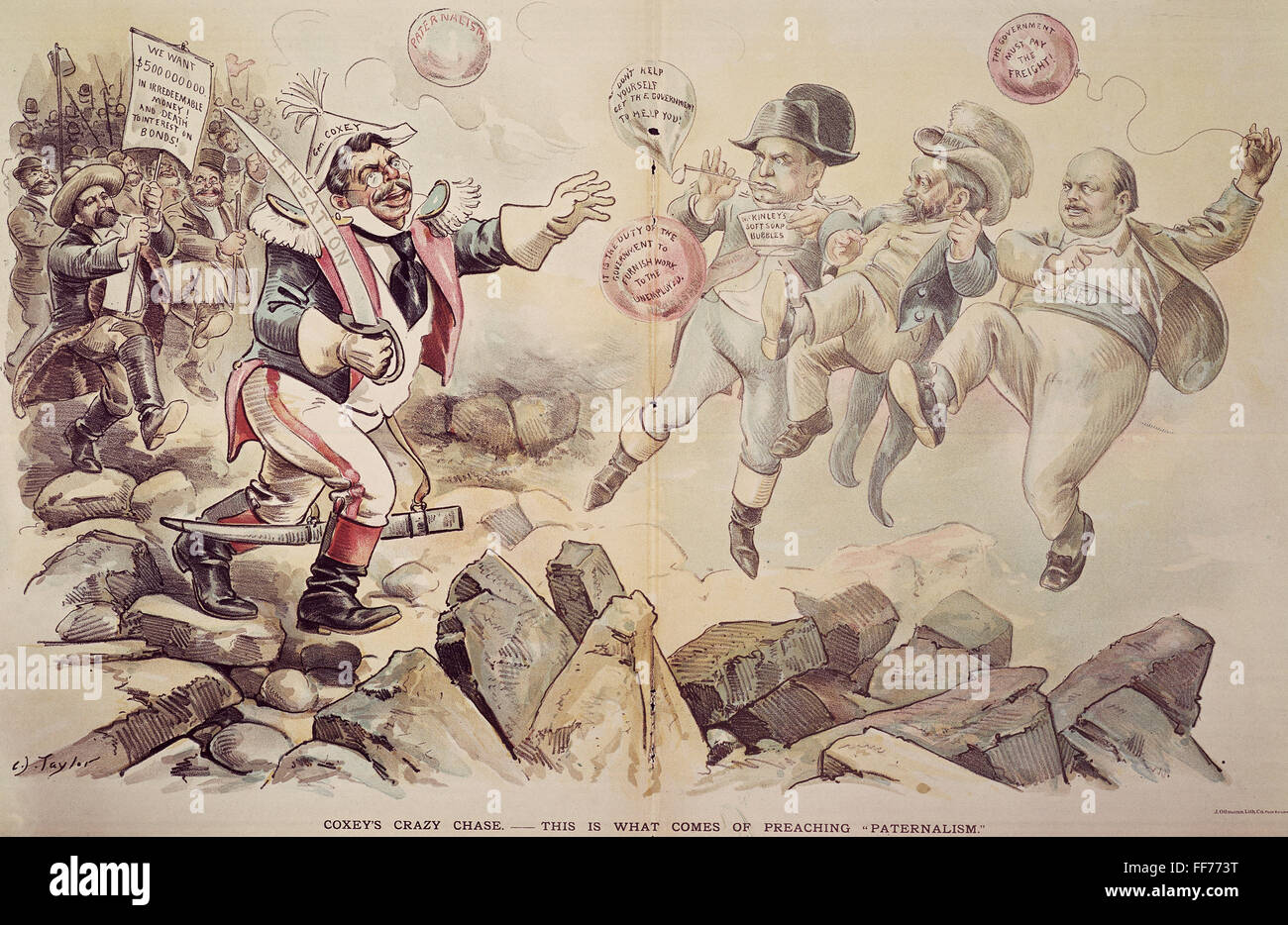 COXEY'S ARMY CARTOON, 1894. /nAmerican cartoon, 1894, by C. Jay Taylor ...