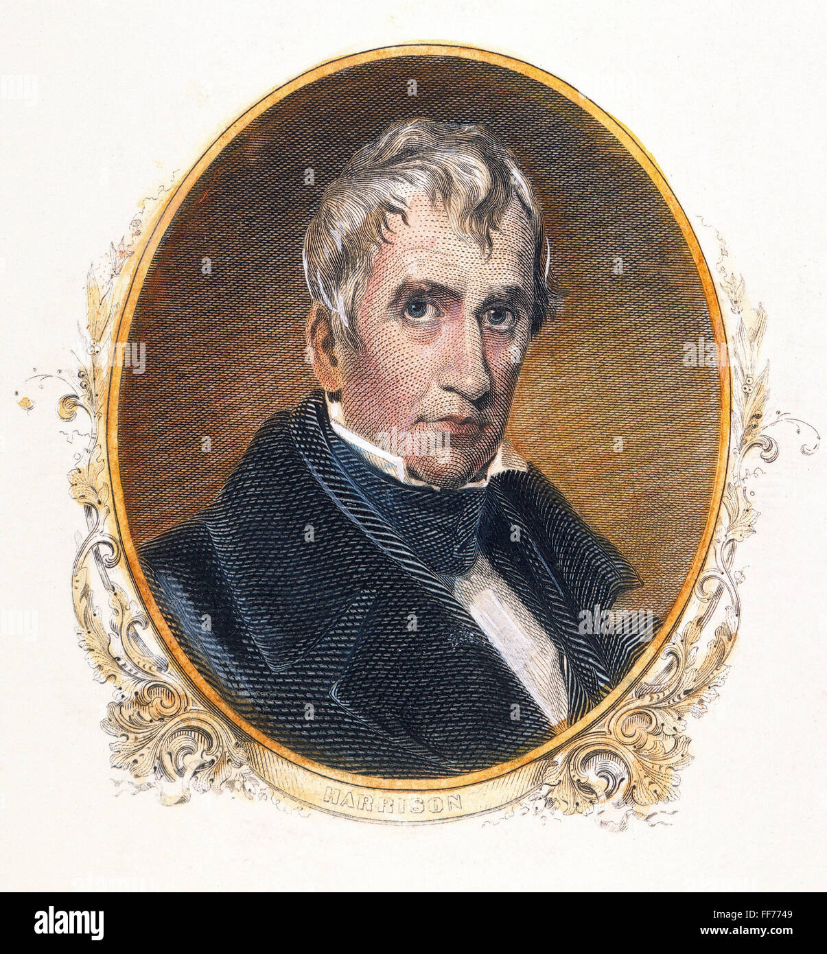 WILLIAM HENRY HARRISON /n(1773-1841). Steel engraving, 19th century ...