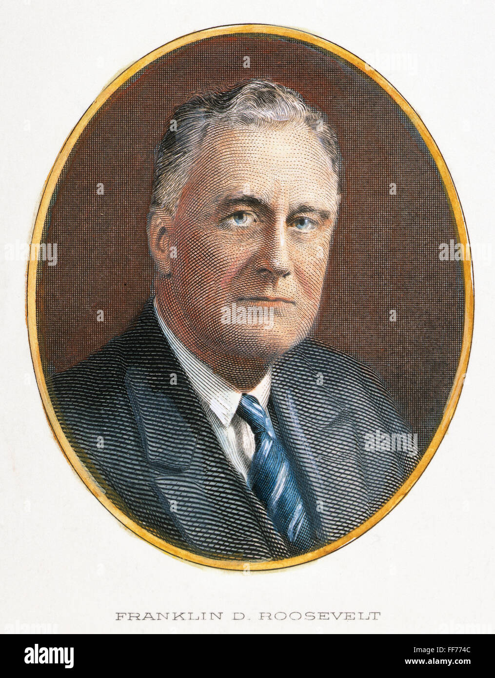 F. D. ROOSEVELT (1882-1945). /nContemporary colored engraving Stock ...