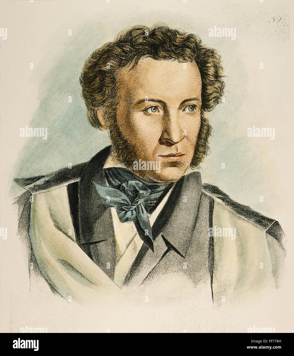 ALEKSANDR PUSHKIN /n(1799-1837). Russian poet. Contemporary lithograph ...