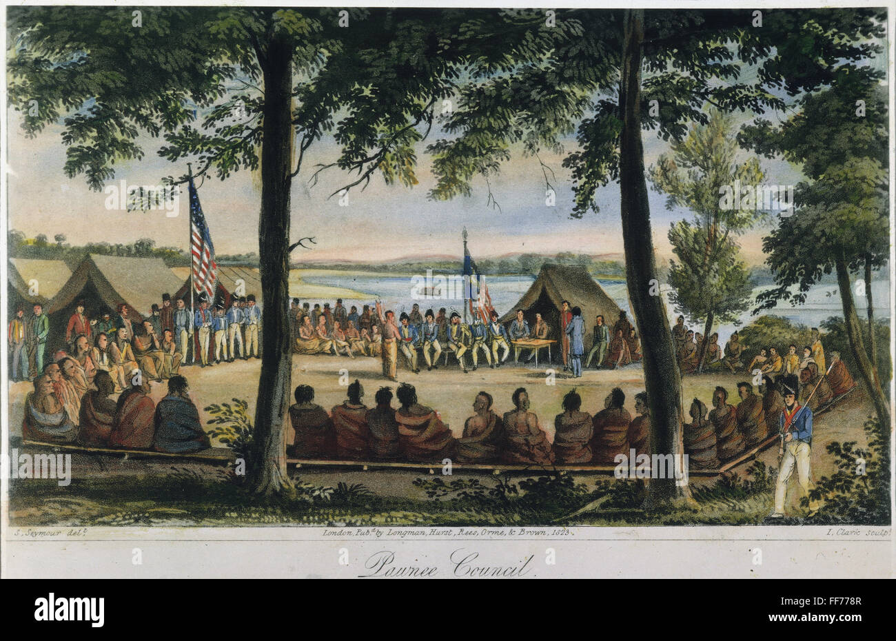 MAJOR STEPHEN H. LONG. /nMajor Long treating with the Pawnee Native ...
